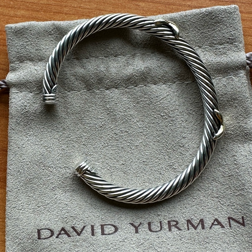 David Yurman 5mm Double X Cable Bracelet - Medium - Gem